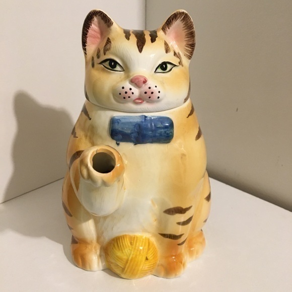 Vintage | Kitchen | Vintage 96s Orange Tabby Cat Teapot Made In Japan ...